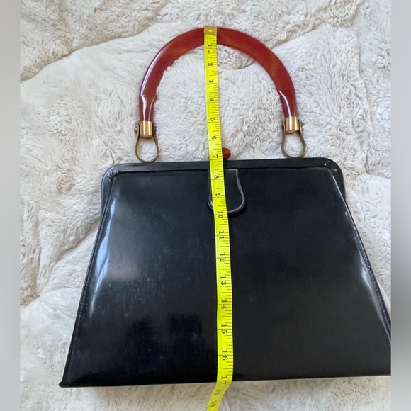 margolin | Bags | Margolin Black Glossy Leather Vintage Purse Handbag ...